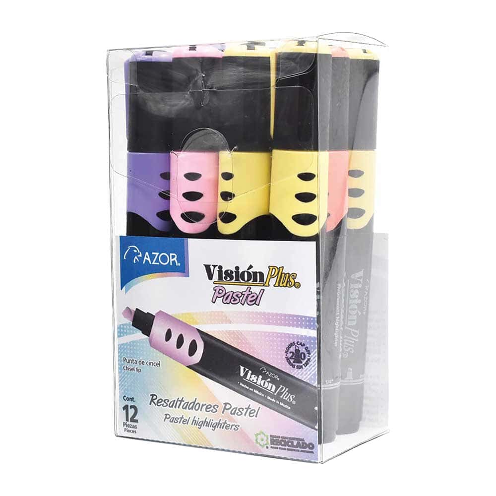 Marcatextos Grueso Colores Pastel Surtidos Caja con 12 Piezas Vision ...