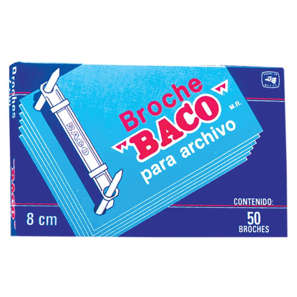 Broche para Archivo de 8 cm Caja Azul con 50 Piezas Baco