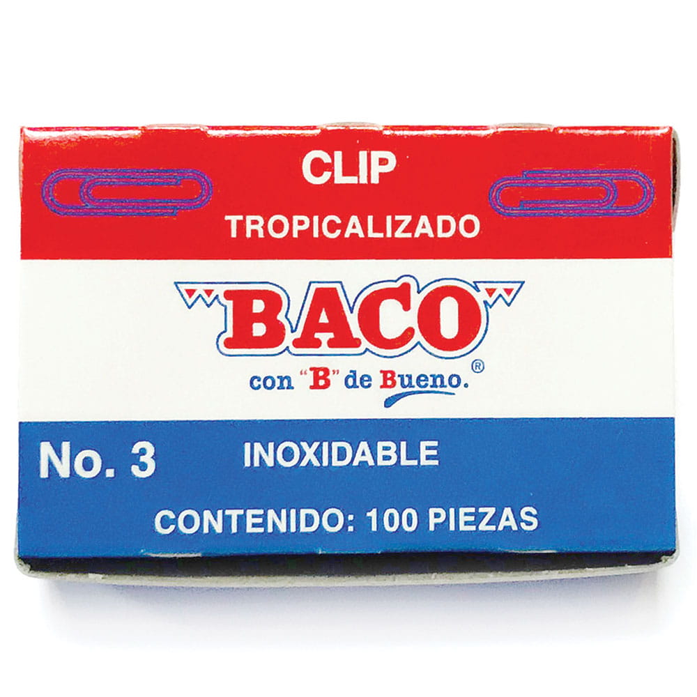 Clip Tropicalizado Redondo Número 3 Caja con 100 Piezas Baco