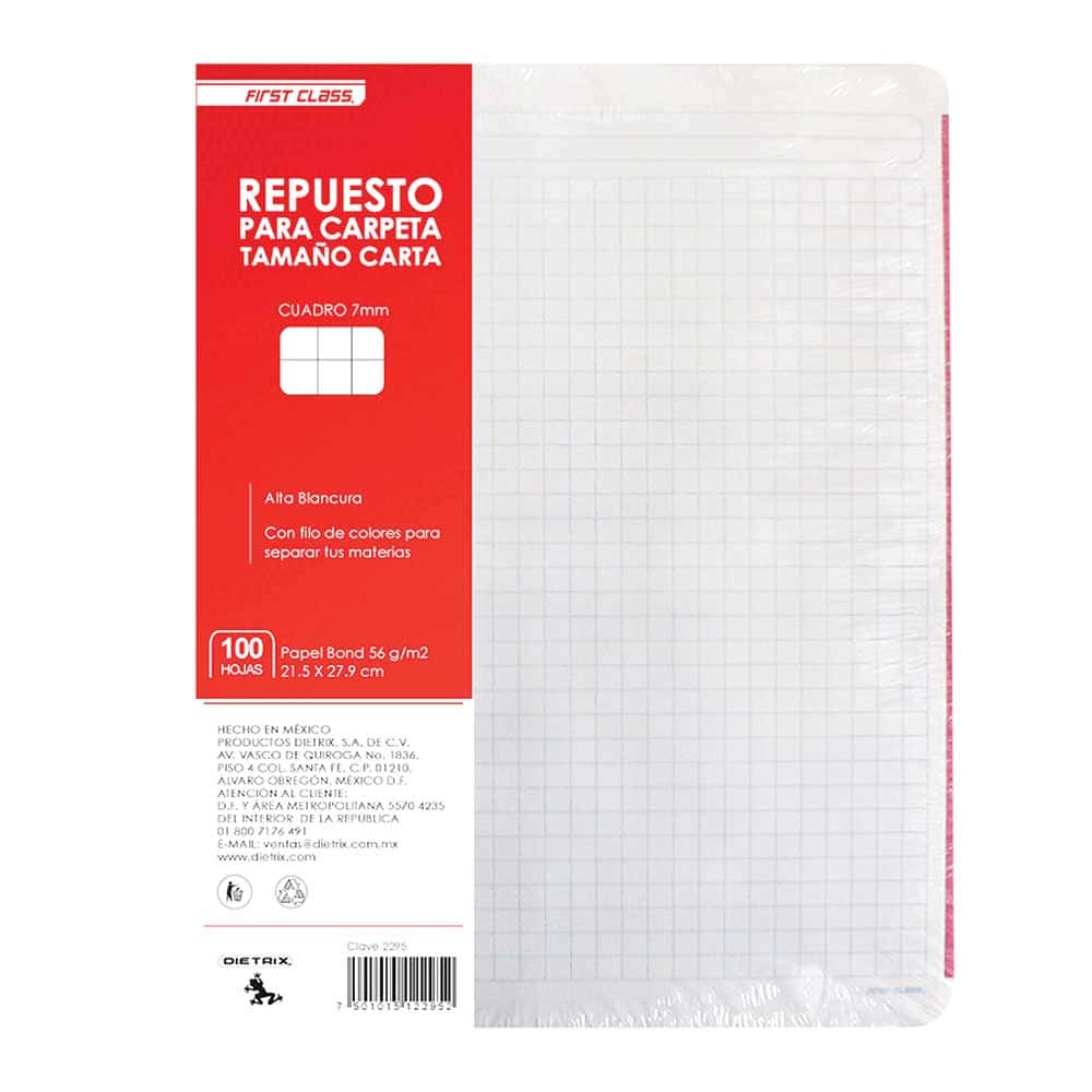 Hojas Perforadas para Carpeta Tamaño Carta de Cuadro Grande con 100 ...