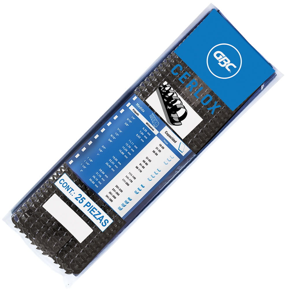 Arillo de Plástico para Engargolar 5/8" Negro Tamaño Doble Carta con 25 ...