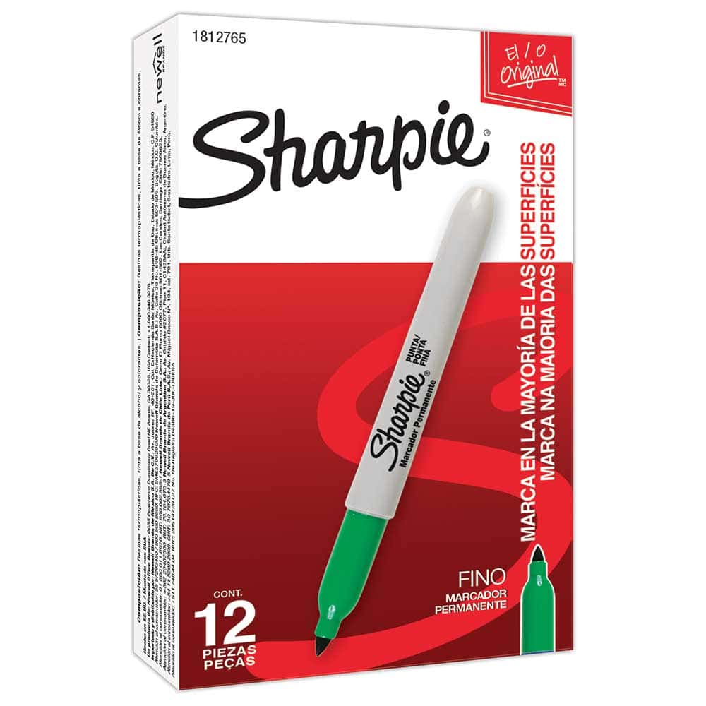 Marcador Permanente Delgado Verde Caja con 12 Piezas Sharpie