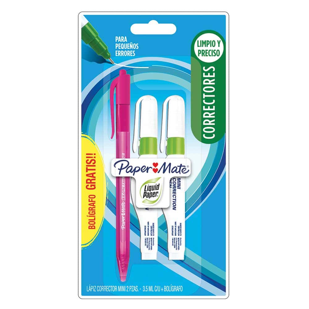 Corrector Líquido Blanco Tipo Pluma Mini Blíster con 2 Piezas Liquid ...