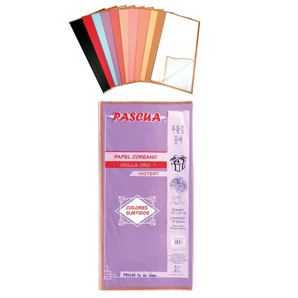 Papel Coreano Mistery Orilla Oro Surtido C/10 Pascua PK-OOM-SUR