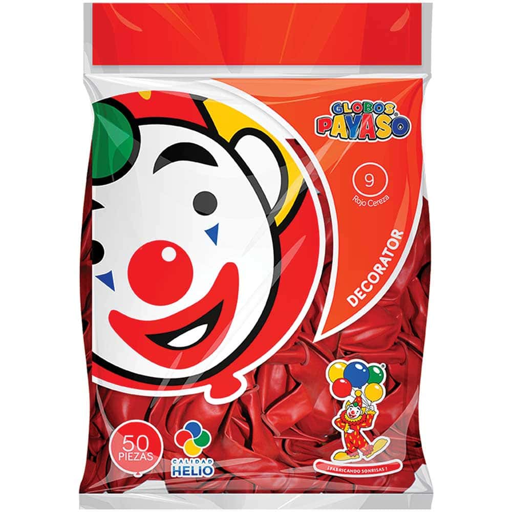 Globo para Fiesta Número 9 Rojo Cereza Bolsa con 50 Piezas Decorator