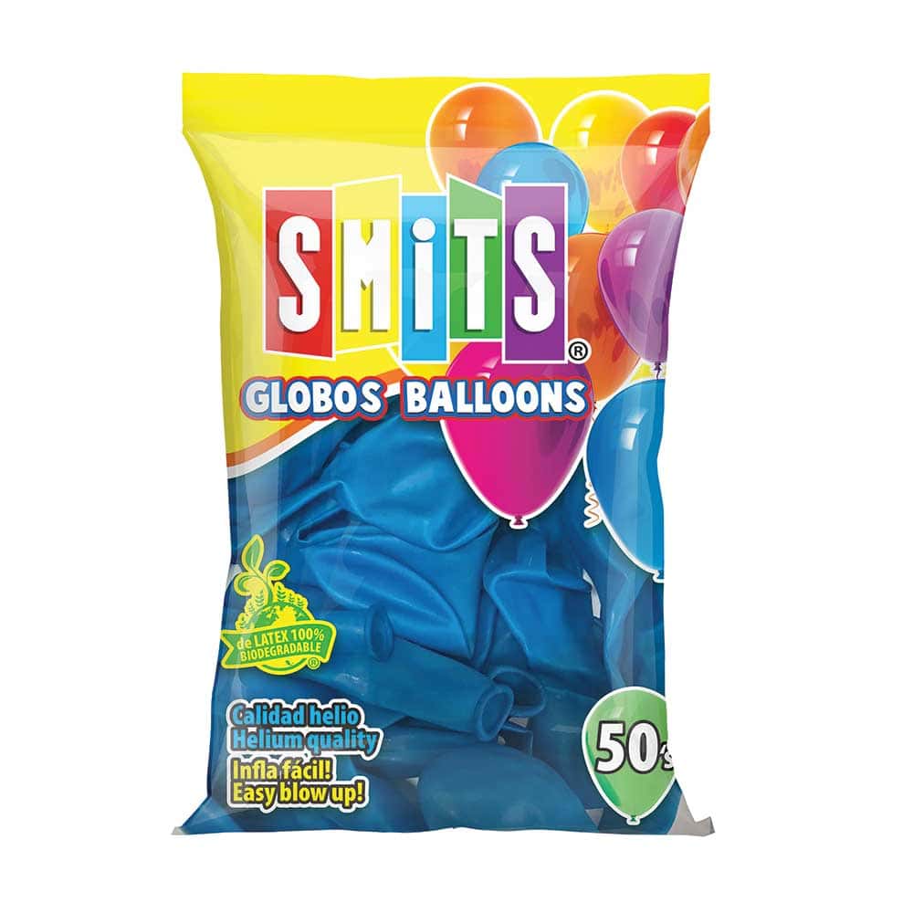 Globos para Fiesta Turquesa No. 9 Bolsa con 50 Piezas Smits 09SM05025S