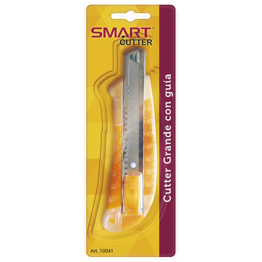 Cutter Navaja Mediano con Guía Color Neón Smart