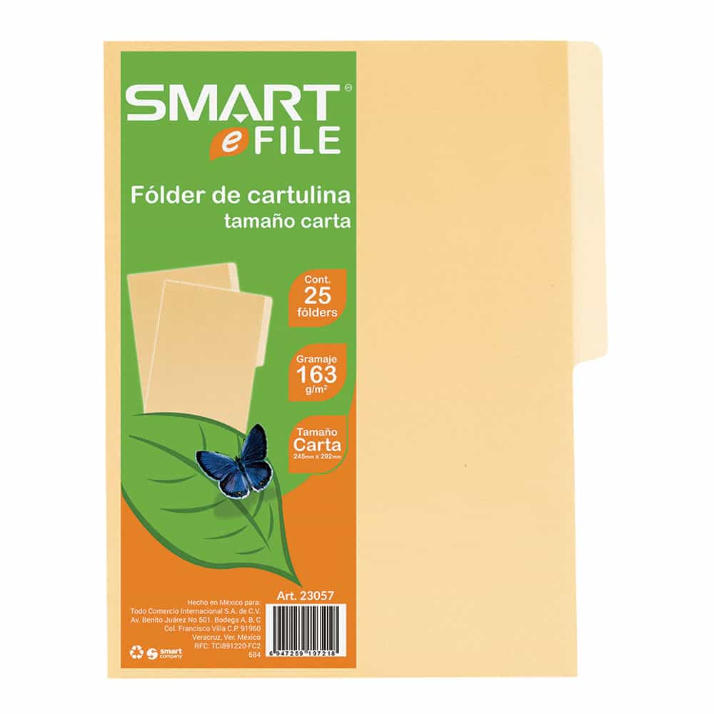 Folder de Cartulina Tamaño Carta Crema Paquete con 25 Piezas