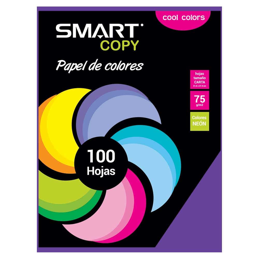 Papel Bond Tamaño Carta Cool Colors con 100 Hojas Morado Smart Copy