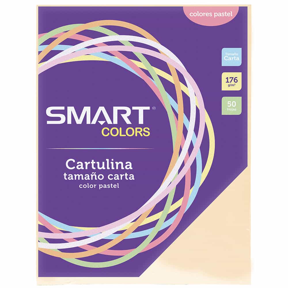 Cartulina Tamaño Carta Colores Pastel Marfil con 50 Hojas Smart