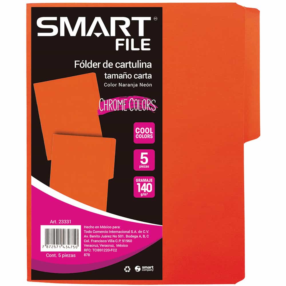 Folder De Cartulina Tamaño Carta Naranja Cool Paquete Con 5 Piezas ...