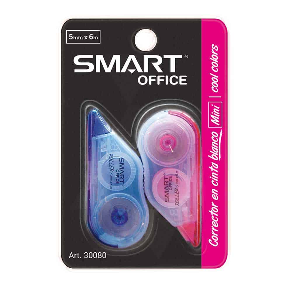 Corrector Roller Cool Colors Mini de 5 mm x 6 m con 2 Piezas Blíster Smart