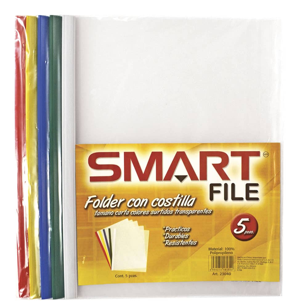 Folder de Plástico Tamaño Carta con Costilla Delgada 7 mm Colores ...