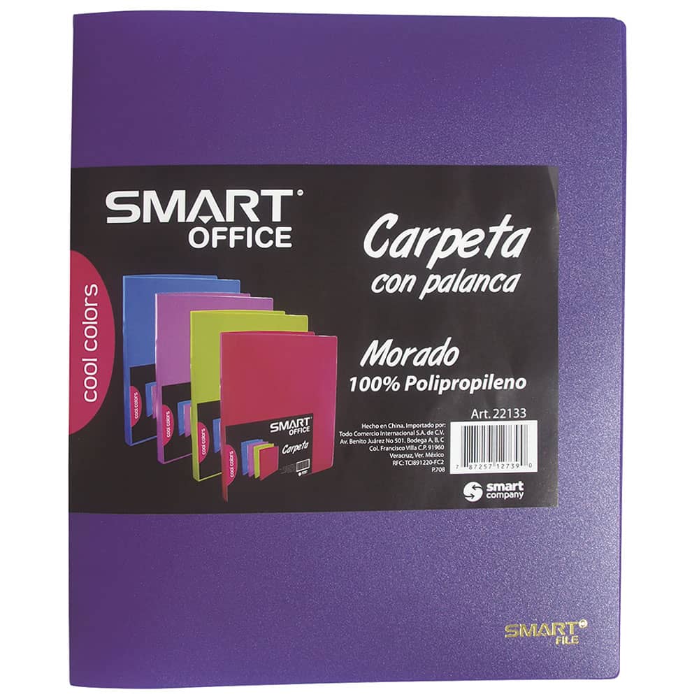 Carpeta de Plástico Tamaño Carta con Palanca Morado Smart