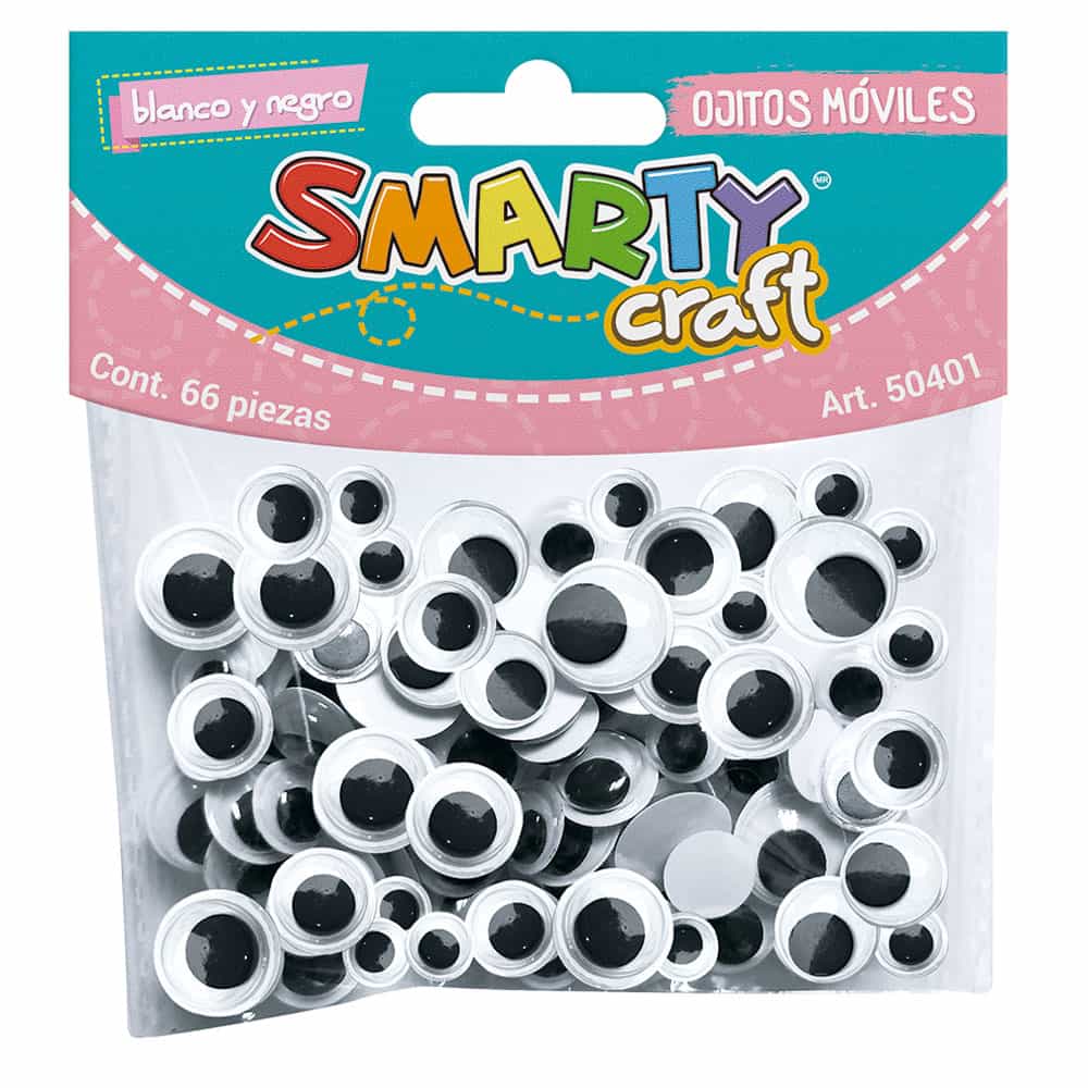 Ojitos Móviles Color Blanco y Negro Bolsa con 66 Piezas Smarty
