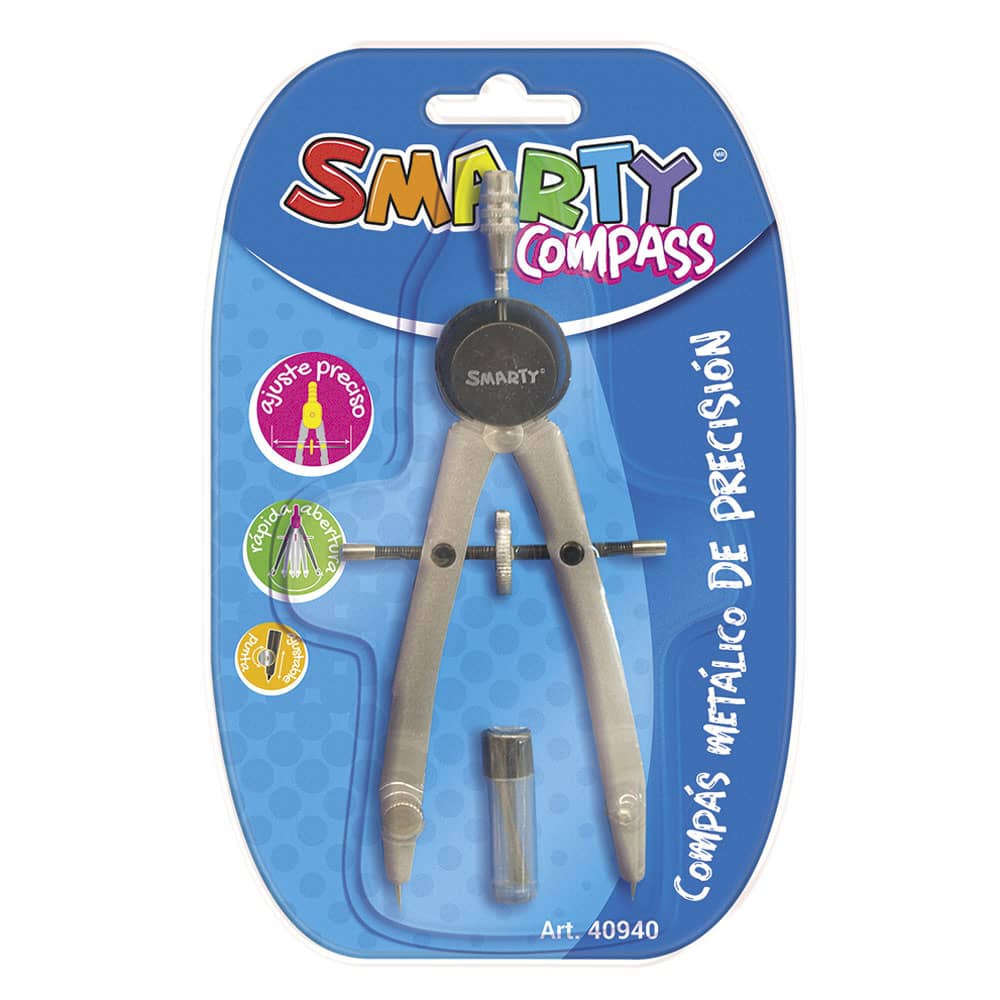 Compás Escolar Metálico de Precisión Corto Smarty