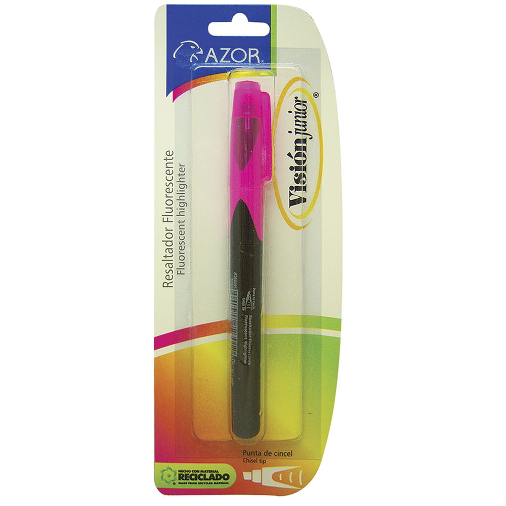 Marcador Fluorescente Delgado Rosa Blíster Visión Junior Azor