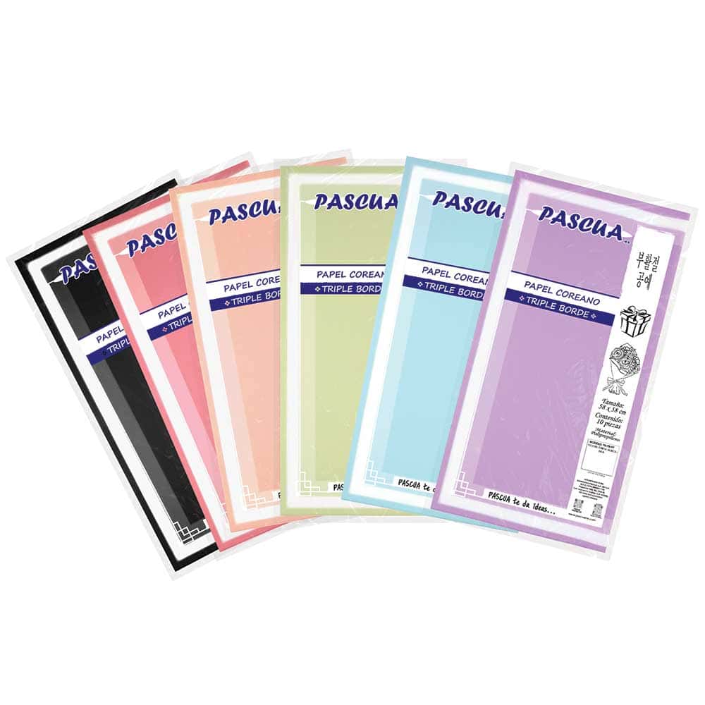 Papel Coreano Triple Borde de 58 x 58 cm Diseños Surtidos Paquete con ...