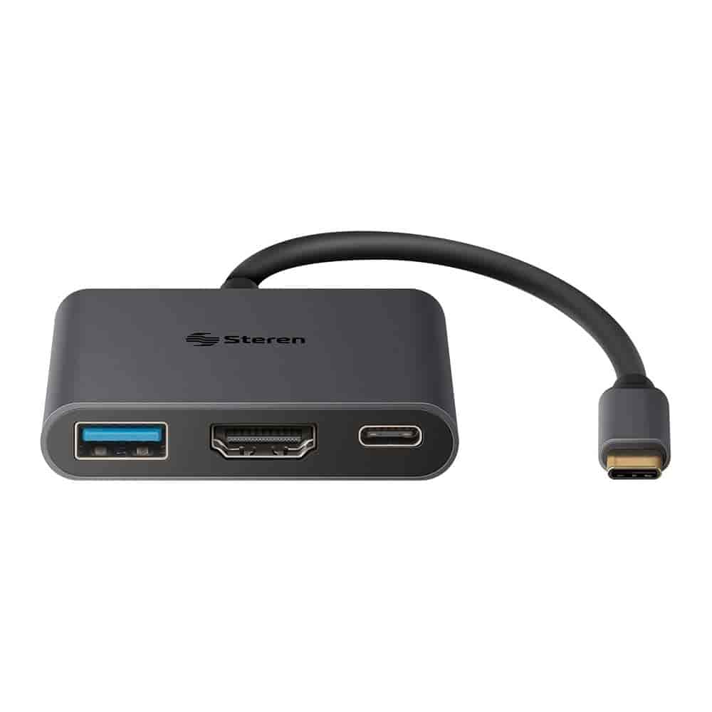 Conector Hub 3 en 1 Tipo C a 1 USB A 3.0 / Tipo C / HDMI Steren USB-471