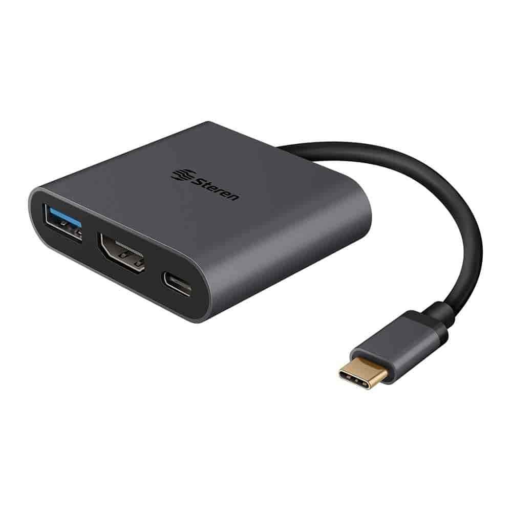 Conector Hub 3 en 1 Tipo C a 1 USB A 3.0 / Tipo C / HDMI Steren USB-471